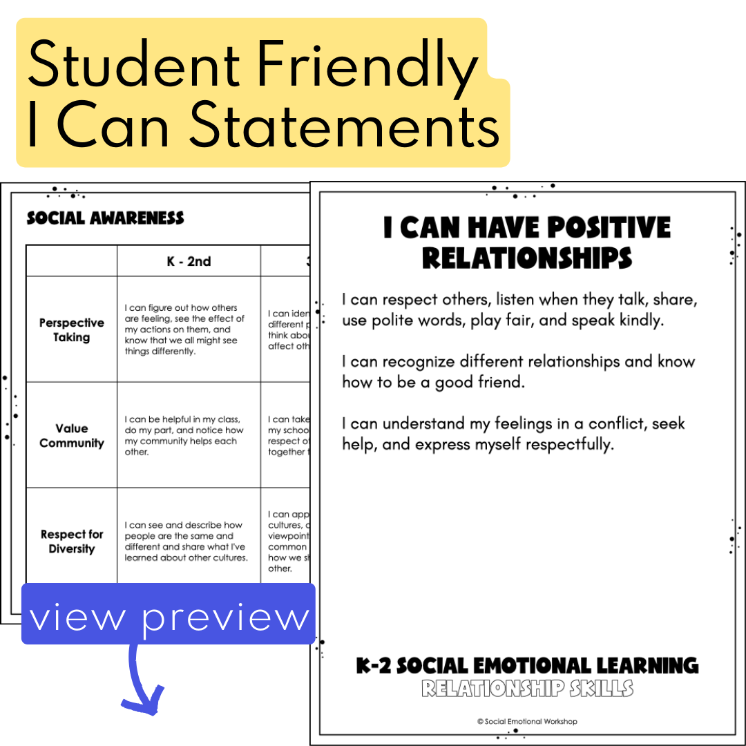 Social Emotional Learning Skills Checklists and SEL Standards CASEL Al ...