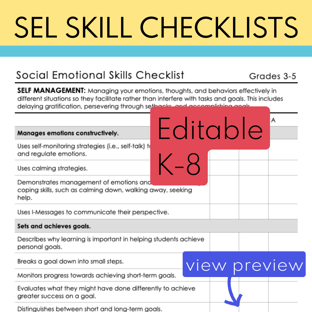 Social Emotional Learning Skills Checklists and SEL Standards CASEL Al ...