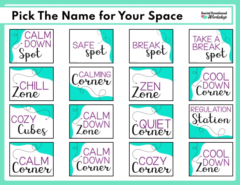 Calm Corner Interactive Lapbook for Self Regulation – Social Emotional ...