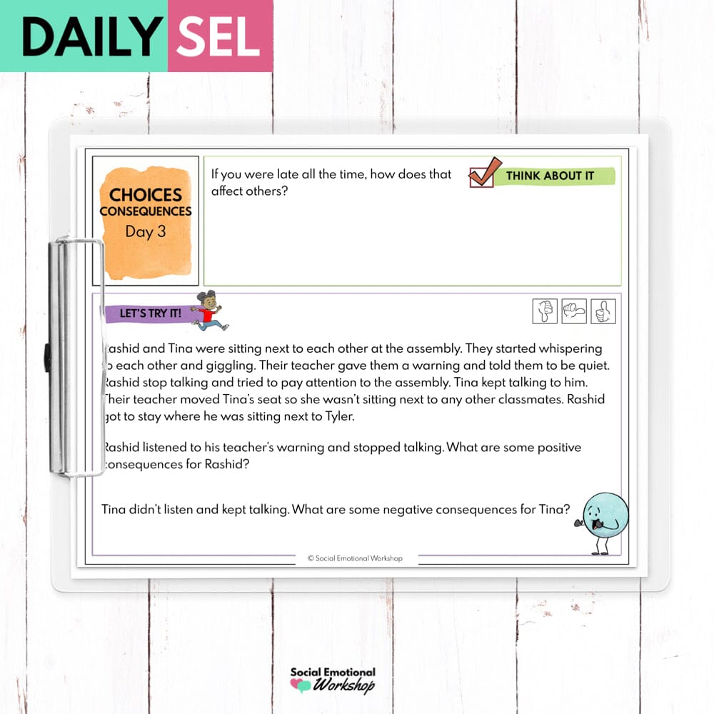 Daily SEL Activities for Self Management - Set 2 - SEL Worksheets ...