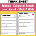 Editable Think Sheets for Positive and Negative Behaviors – Social ...