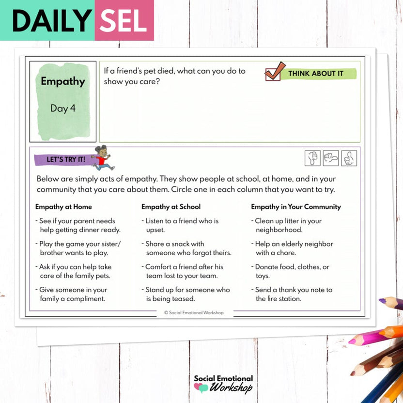 Daily SEL Activities for Social Awareness - Set 3 - SEL Worksheets ...