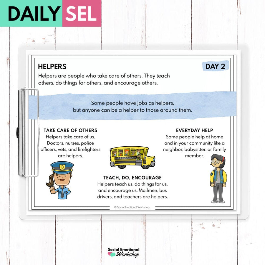 Helpers Social Emotional Learning Activities - SEL Worksheets – Social ...
