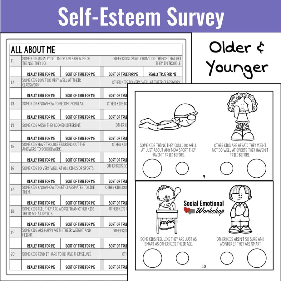 Self Esteem Lesson, Survey, and Activities – Social Emotional Workshop
